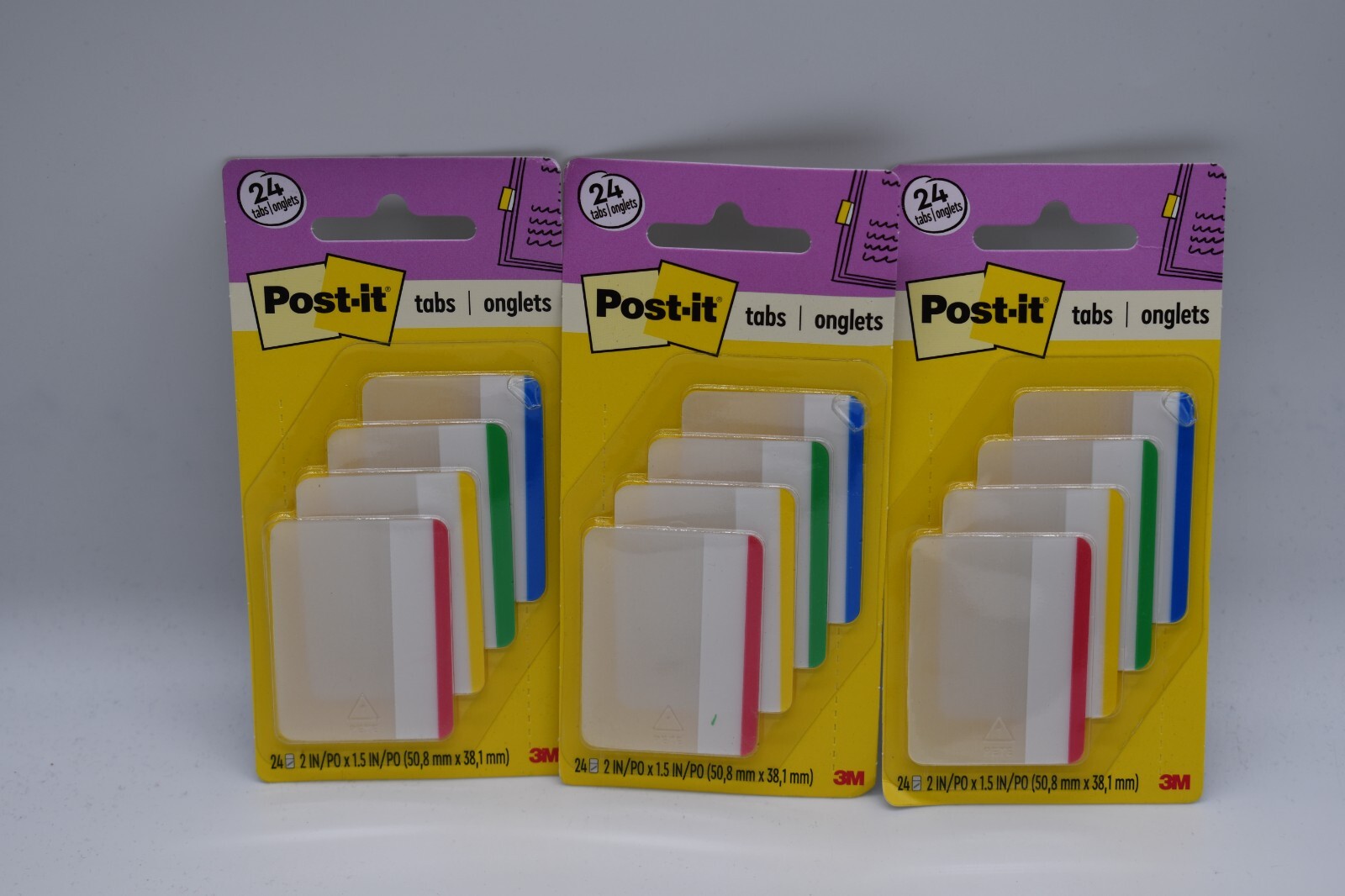 3 Post-it Durable File Tabs, 2 x 1.5" Striped, Assorted Standard Colors ...