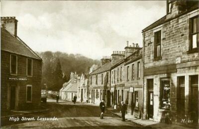 REAL PHOTOGRAPHIC POSTCARD OF THE HIGH STREET, LASSWADE, MIDLOTHIAN ...
