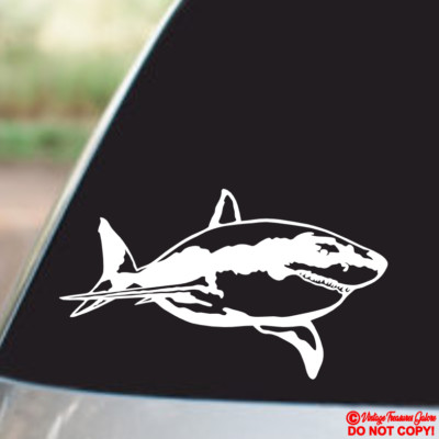 GREAT WHITE SHARK Vinyl Decal Sticker Boat Truck Car Rear Window Wall ...
