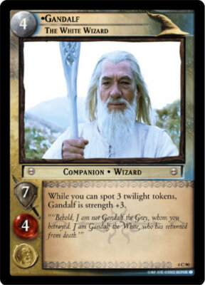 LOTR TCG TTT Two Towers GANDALF THE WHITE WIZARD 4C90 Foil NM scratches ...