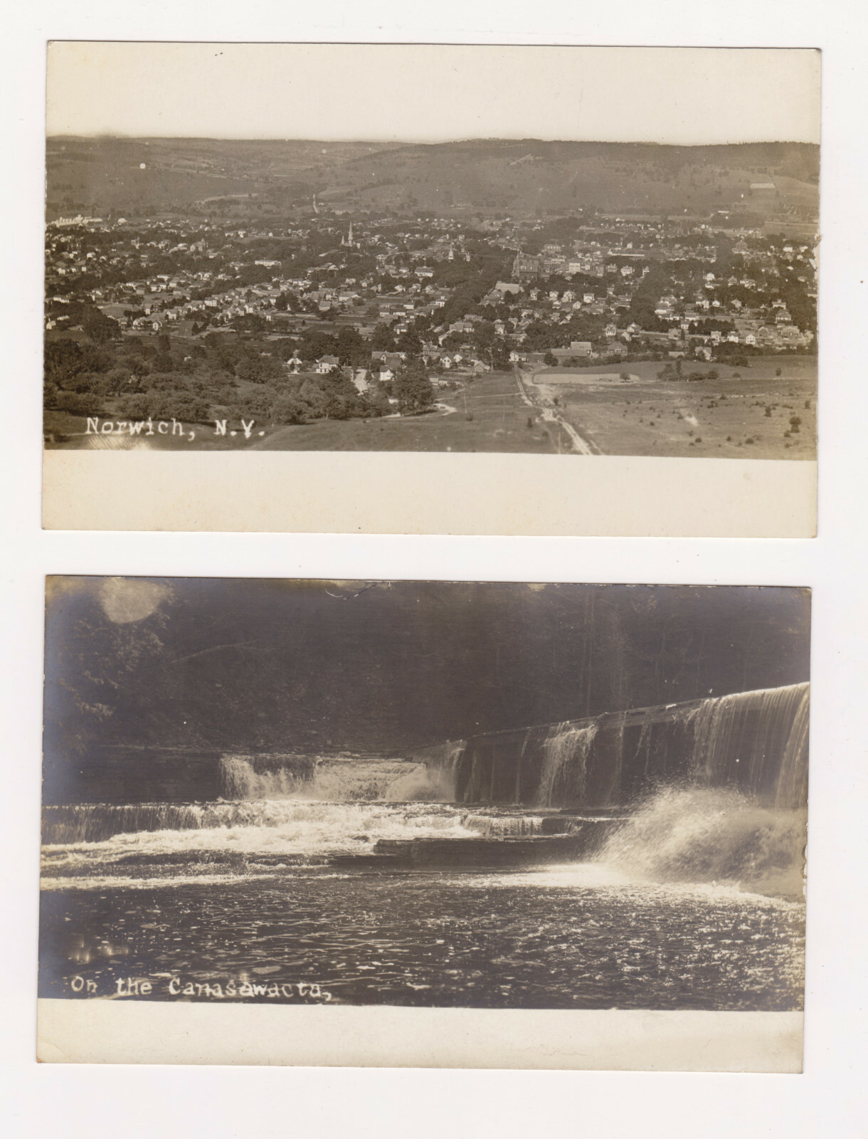 2 RPPC Early Views of Norwich New York Aerial View & Waterfalls | eBay