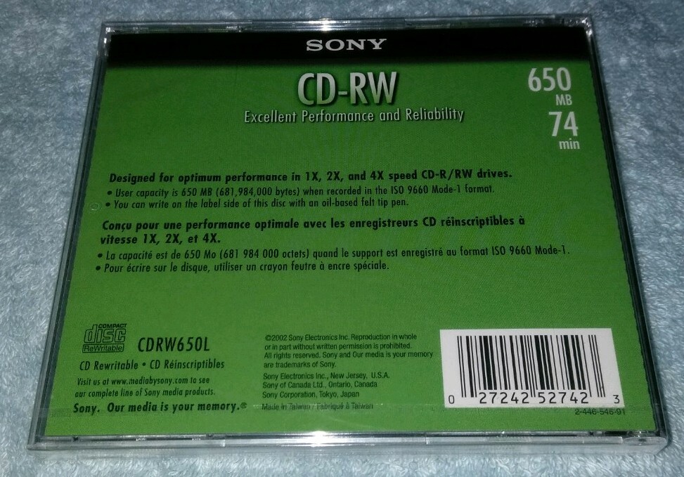 SONY CD-RW rewritable disc sealed 650 MB 74 min | eBay