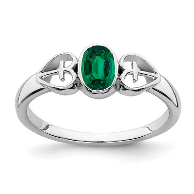 Lex & Lu Sterling Silver Created Emerald Ring LAL4729 | eBay