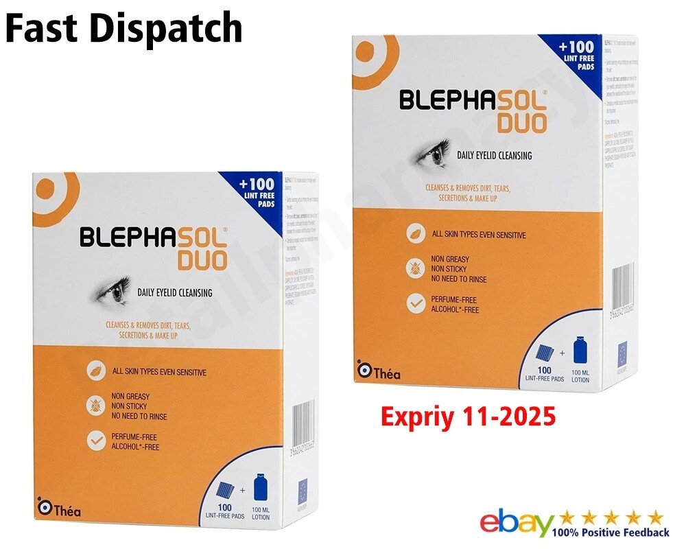 Blephasol Duo Eyelid Hygiene 100ml Lotion 100 Pads Bundle for ...