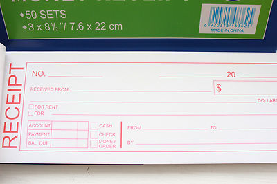 10X Rent receipt Cash Money record book 2 part 50 sets duplicate form ...