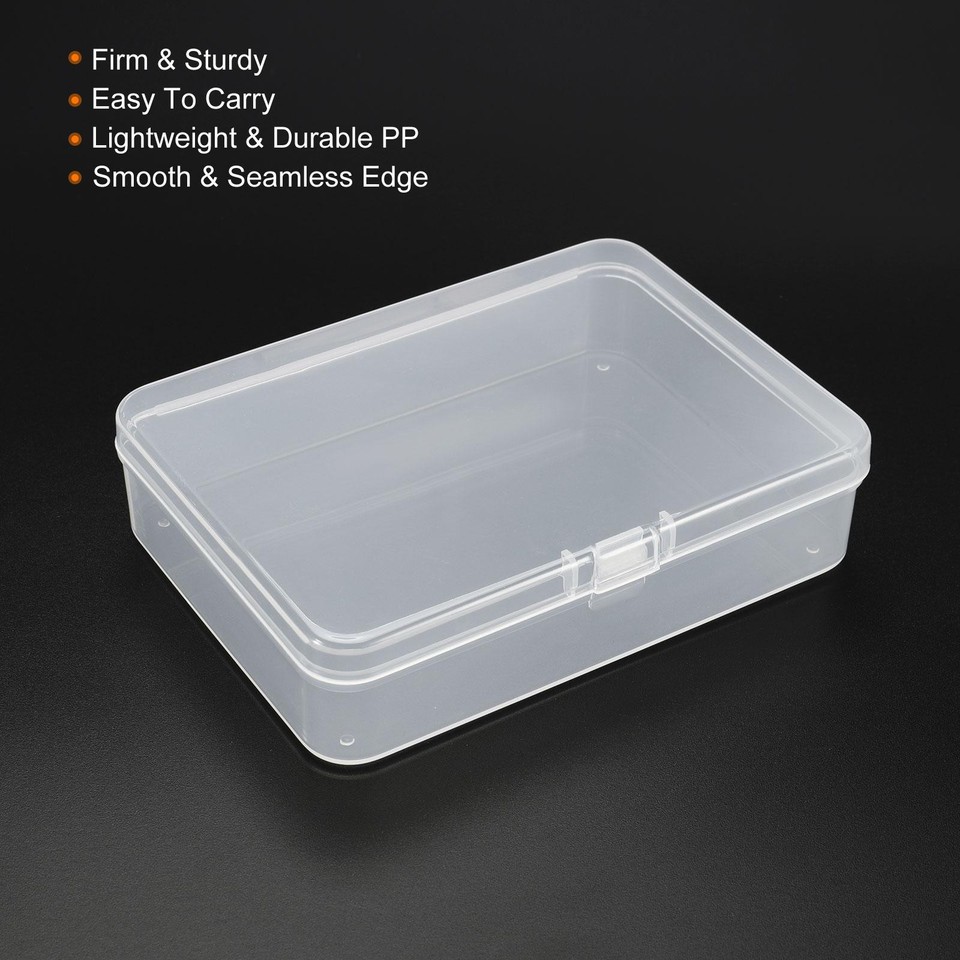 4pcs Clear Storage Container w Hinged Lid 115x85x28mm Plastic ...