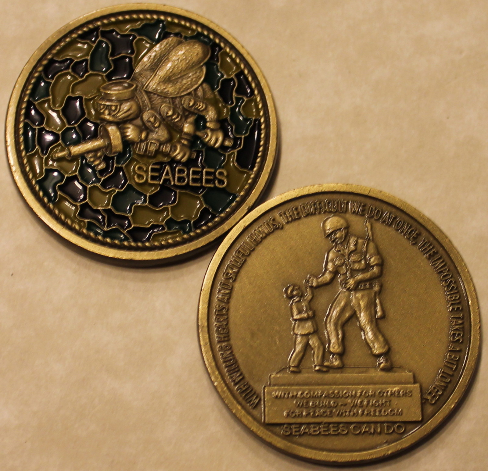 Seabee Camo Construction Battalion / CB Navy Challenge Coin | eBay