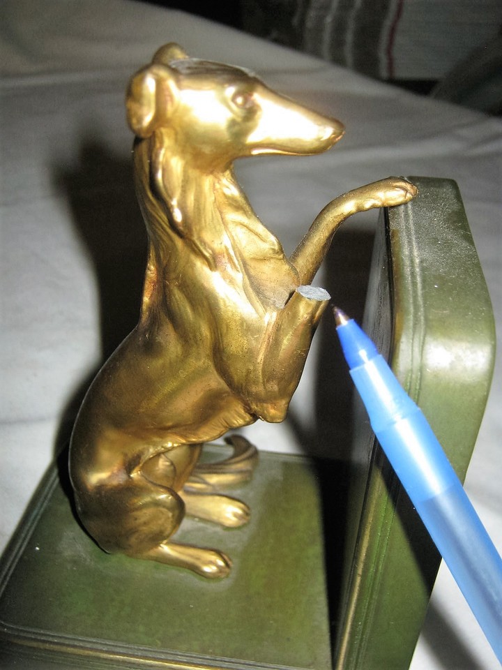 ANTIQUE LVA RONSON USA WHIPET GREYHOUND DOG ART STATUE SCULPTURE METAL ...