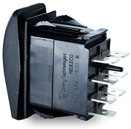 Sealed Lighted Rocker Switch DPDT 7 Connections w/Rocker Actuator Red ...