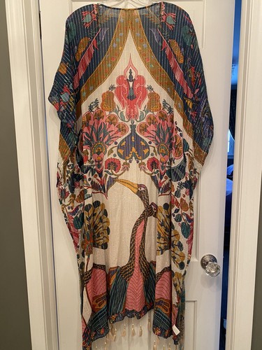 Aratta Silent Journey Anthropologie Mixed Print Embroidered Kimono ...