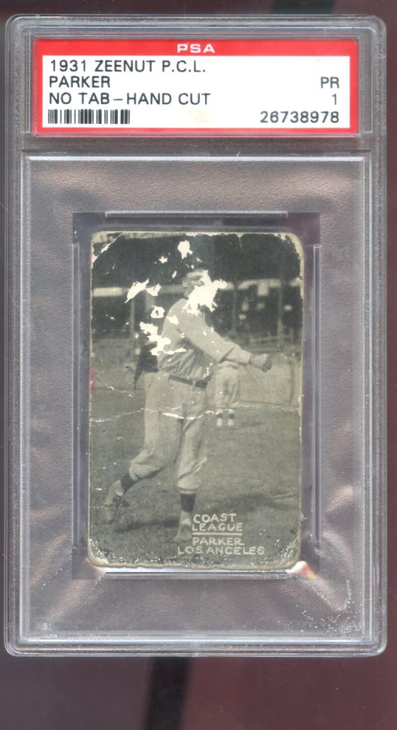 1931 Zeenut Art Parker PSA 1 Graded Baseball Card Pacific Coast League ...