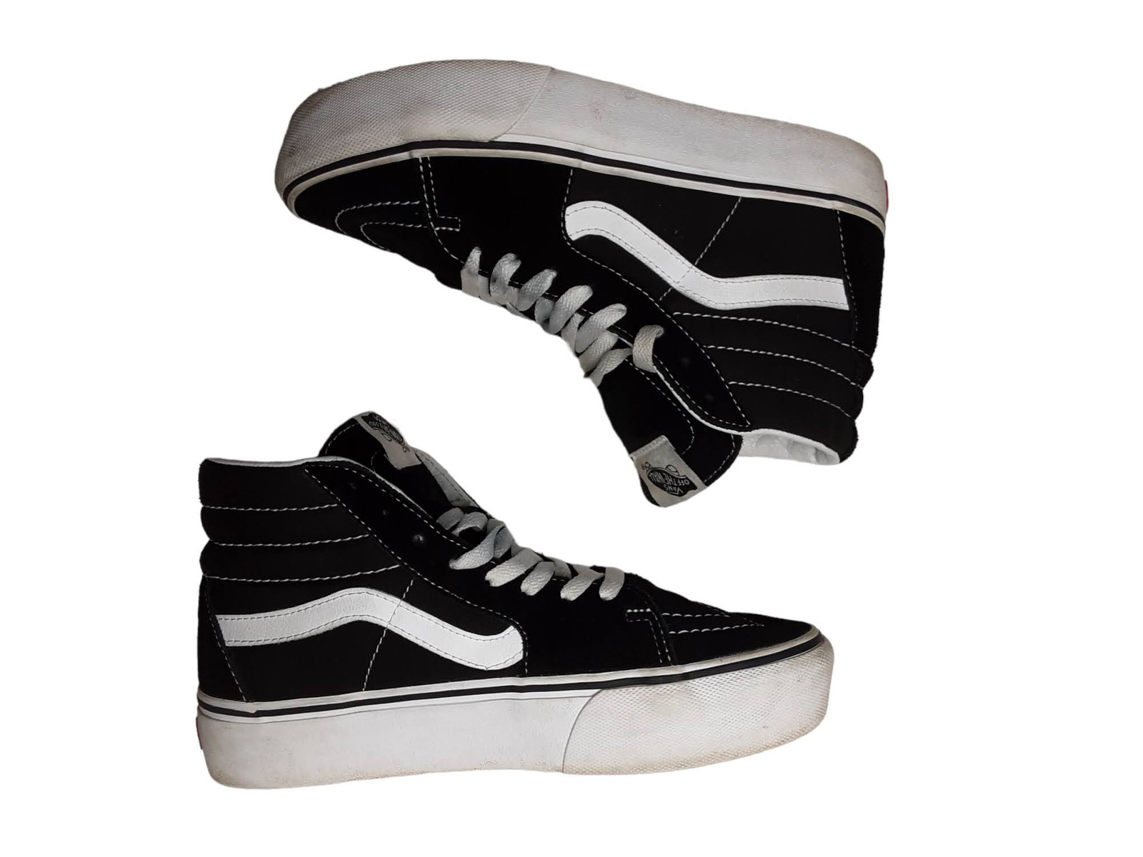 Vans SK8-HI Thick Soles Black/White Skateboard Shoes … - Gem