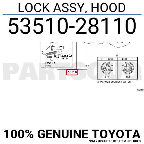 5351028110 Genuine Toyota LOCK ASSY, HOOD 53510-28110 | eBay