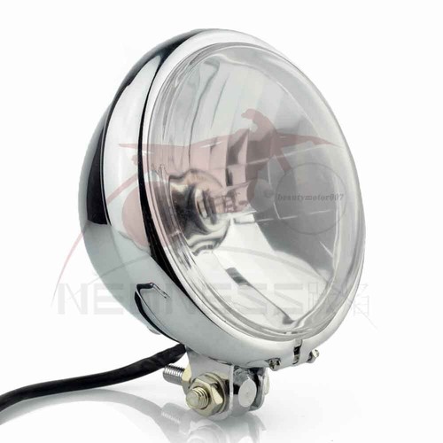 5 3/4" Chrome Vintage Metal Headlight for Copper style Cafe Bobber ...