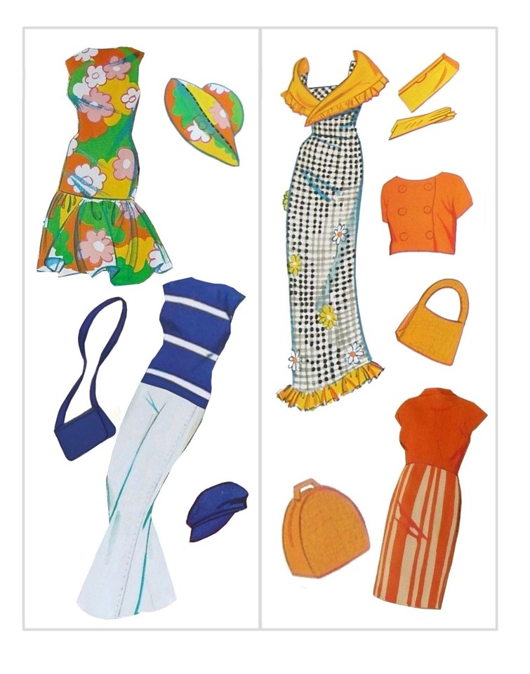 VINTGE 1967 BARBIE MAGIC PAPER DOLL MOD UNCUT ORG SZ LASER REPRODCTION ...