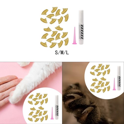20 Pieces Kitten Nail Caps with Applicator Pet Paw Claw Protector ...