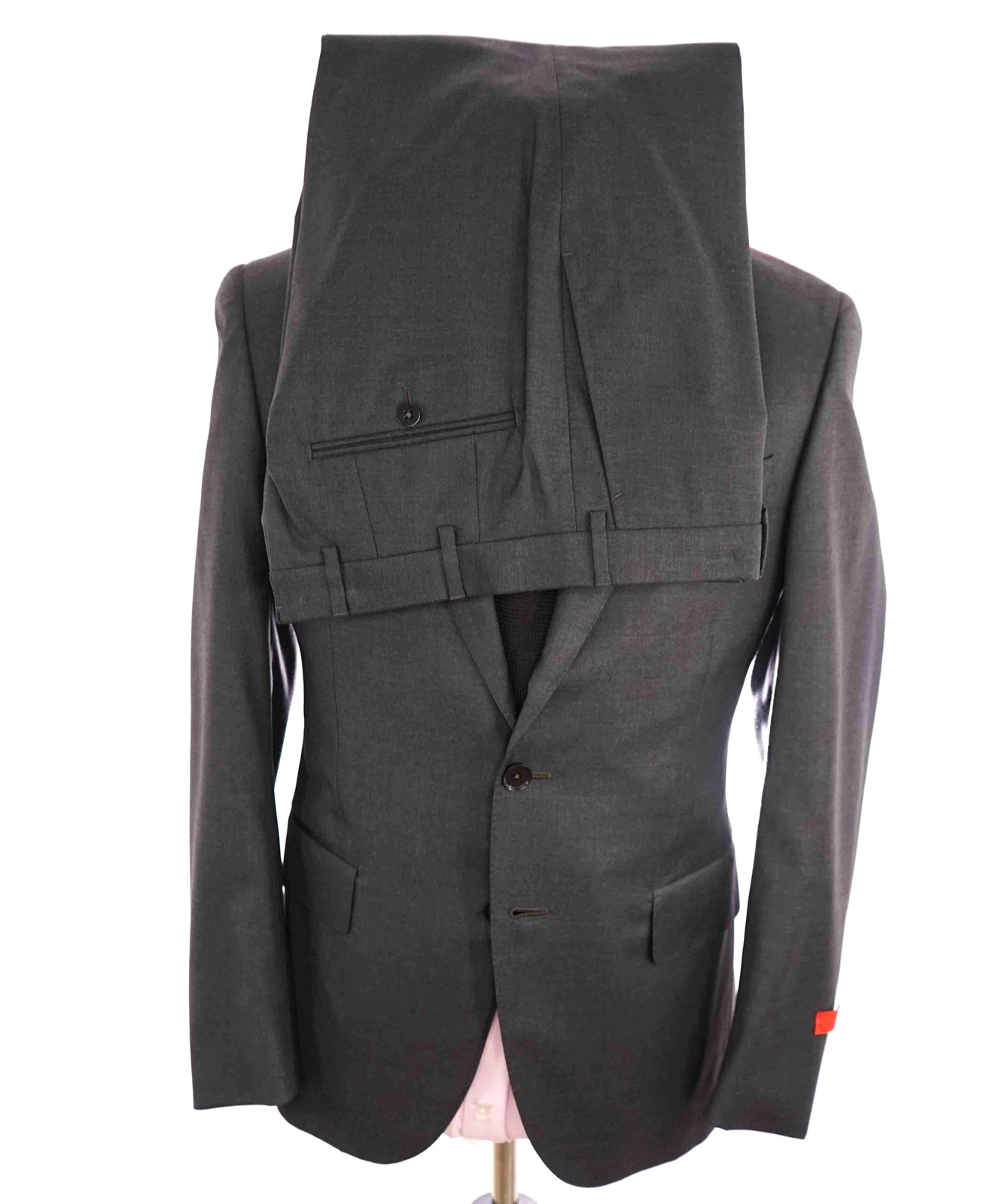 $3,750 ISAIA - Gray "AQUASPIDER" *CLOSET STAPLE* Coral Pin Suit - 46R ...