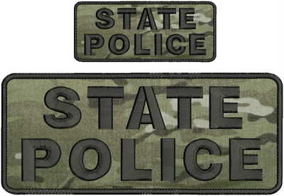 state police embroidery patches 4 X 10" and 2x5 hook ON BACK multicam ...