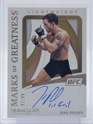 JENS PULVER 2021 IMMACULATE COLLECTION UFC MARKS OF GREATNESS AUTO /99 ...