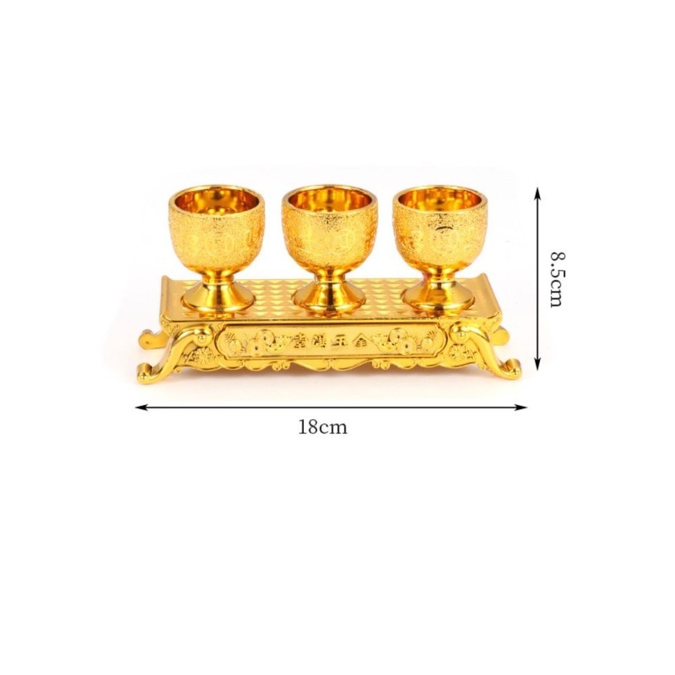 Household Golden Temple Cup Vintage Wine Glasses Altar Cups Tea Pot ...
