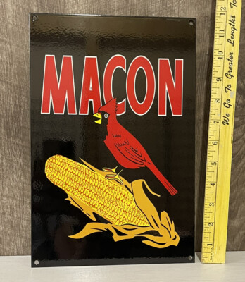 Macon Seed Corn Metal Sign Farm Agriculture Cardinal Bird Feed Gas Oil ...