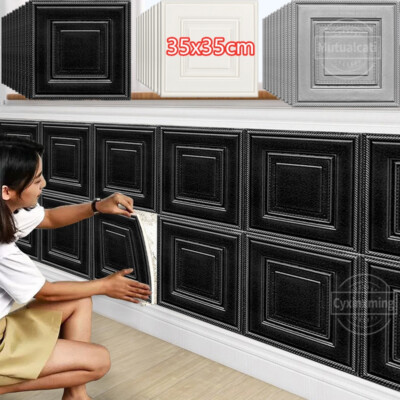 50X 3D Foam Tiles Ceiling Stickers Self-Adhesive Waterproof XPE Thick ...