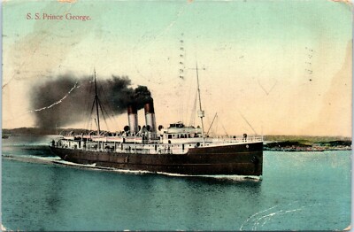Postcard S.S. Prince George Ship Boat Canadian Yarmouth Germany Posted ...