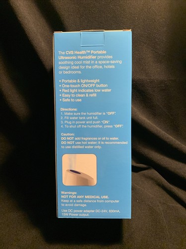 CVS Portable Ultrasonic Humidifier Cool Mist - TRAVEL SIZE! Allergies ...