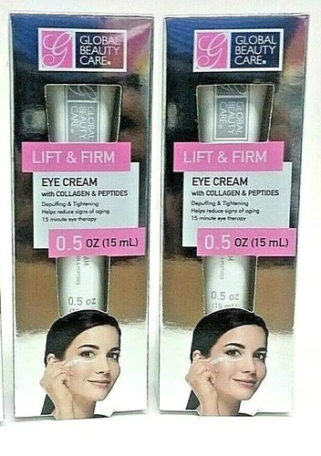 Lot Of 2 Global Beauty Lift And Firm Eye Cream With Collagen&peptides ...