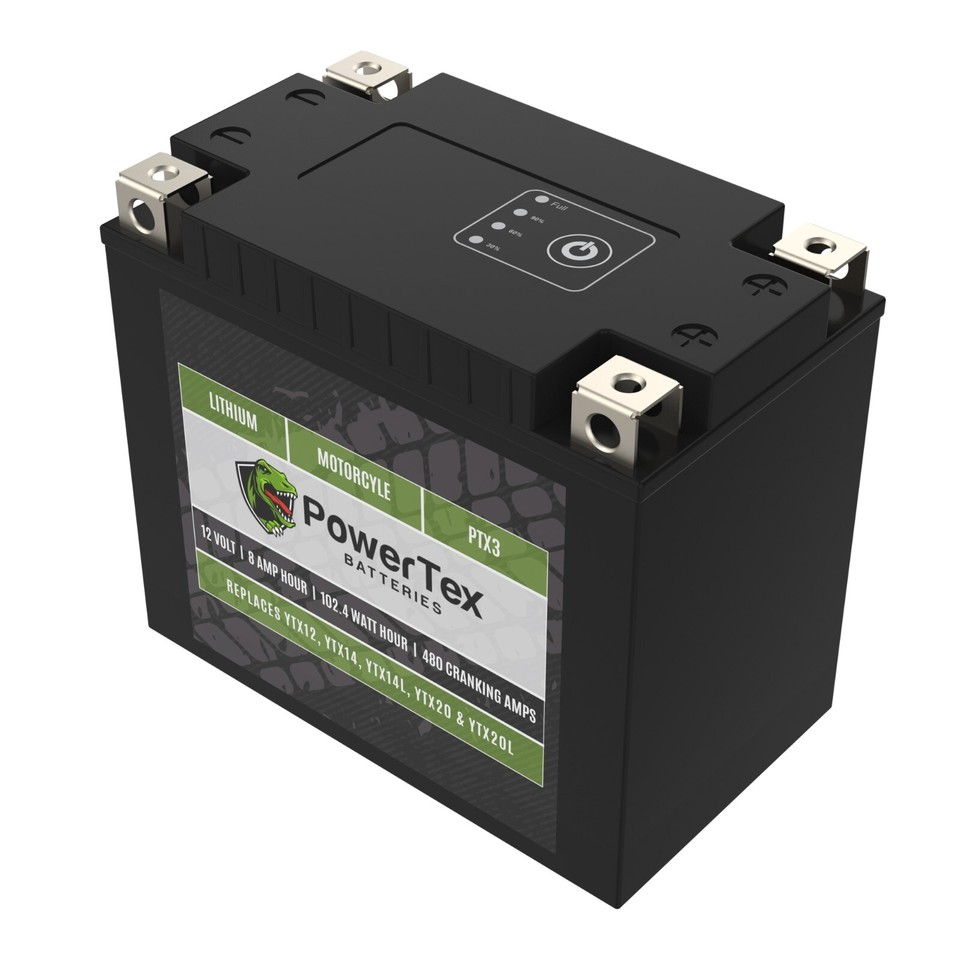 Powertex YTX16-BS Lithium Battery – BMS, 480 CA, 4-Terminal, Jump-Start ...