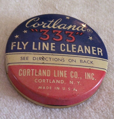 NICE VINTAGE CORTLAND 333 FLY LINE CLEANER 04/16/19POT ADVERTISING TIN ...