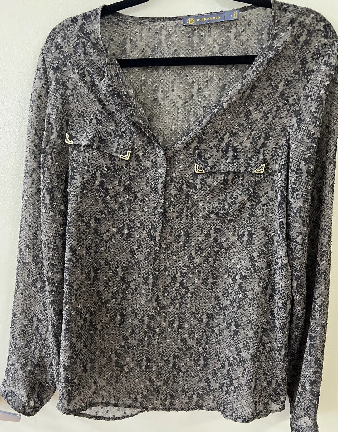 Outback Red Shirt black see -through print Size L - Gem