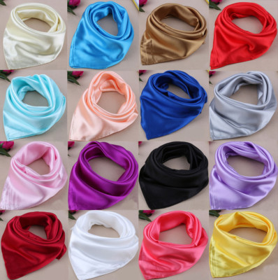 17Style Ladies Soft Silk Scarf Small Plain Neckerchief Head Neck ...