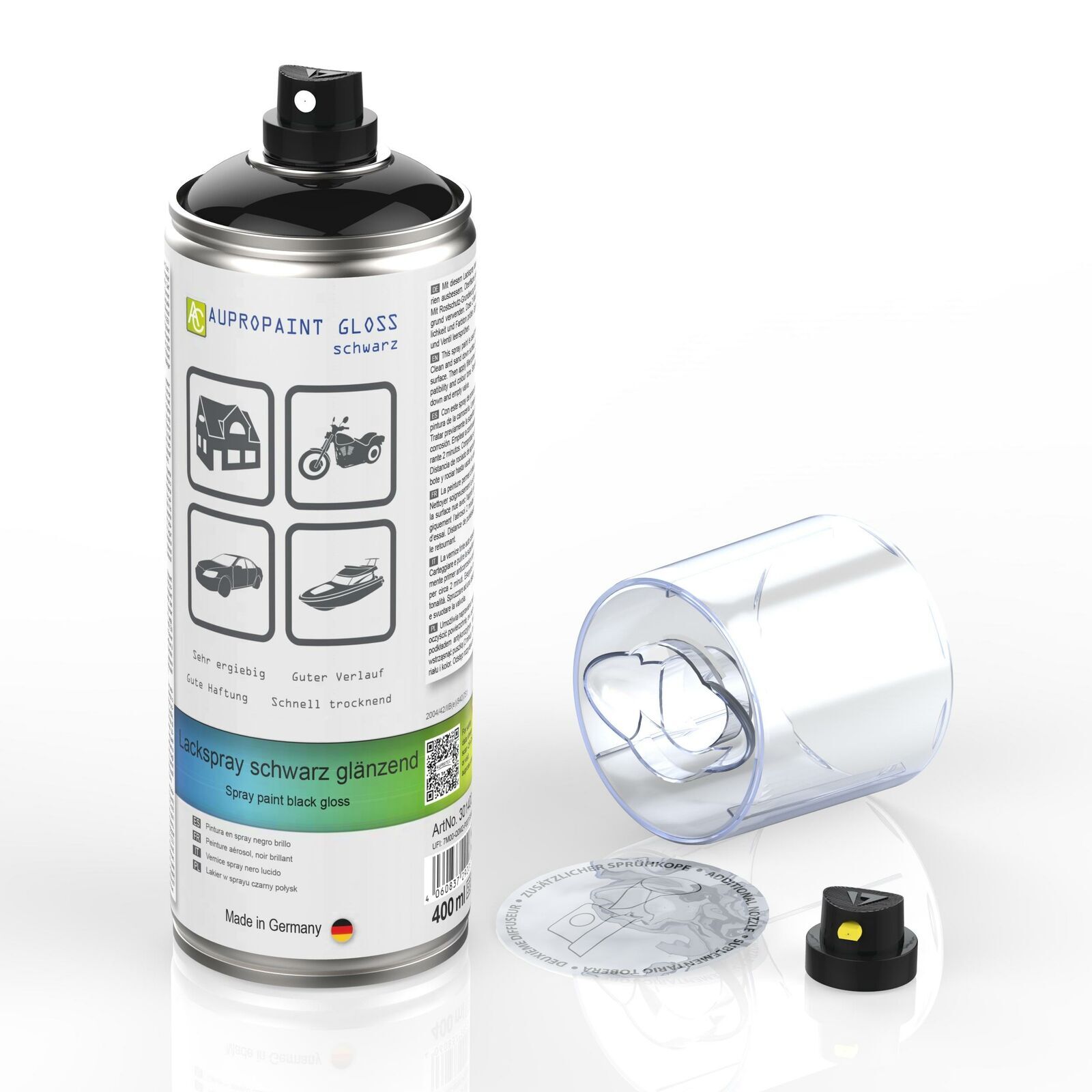 3x Lackspray schwarz glänzend AUPROPAINT GLOSS Auto Lack Spray 400ml ...