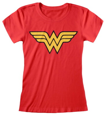 Wonder Woman Logo Red Womens Fitted T-Shirt NEW OFFICIAL | eBay