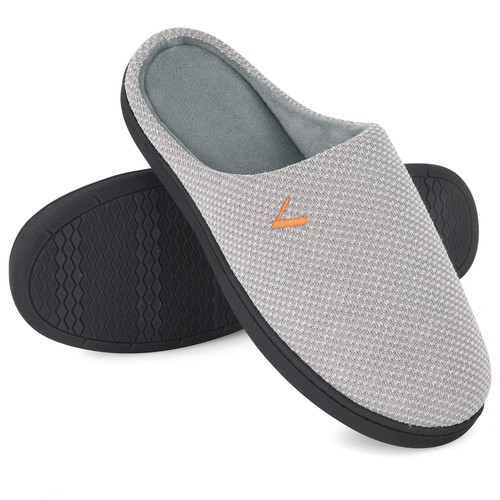 Men's Two-Tone Slippers Slip On Memory Foam Comfy House Shoes ...
