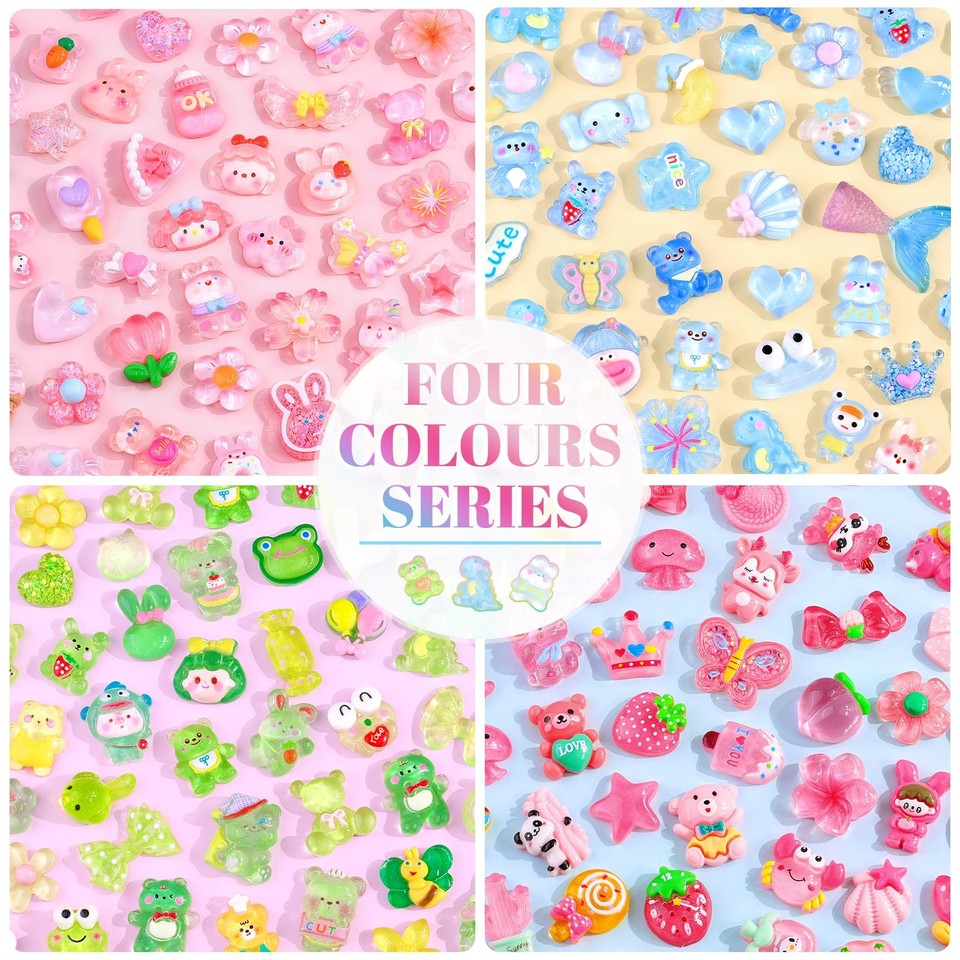 100PCS Slime Charms Jelly Cute Flatback Resin Charms for Slime, Kawaii ...
