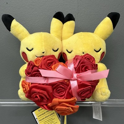 Pokemon Center Sweetheart Pair Pikachu Rose Shaped Heart Plush ...