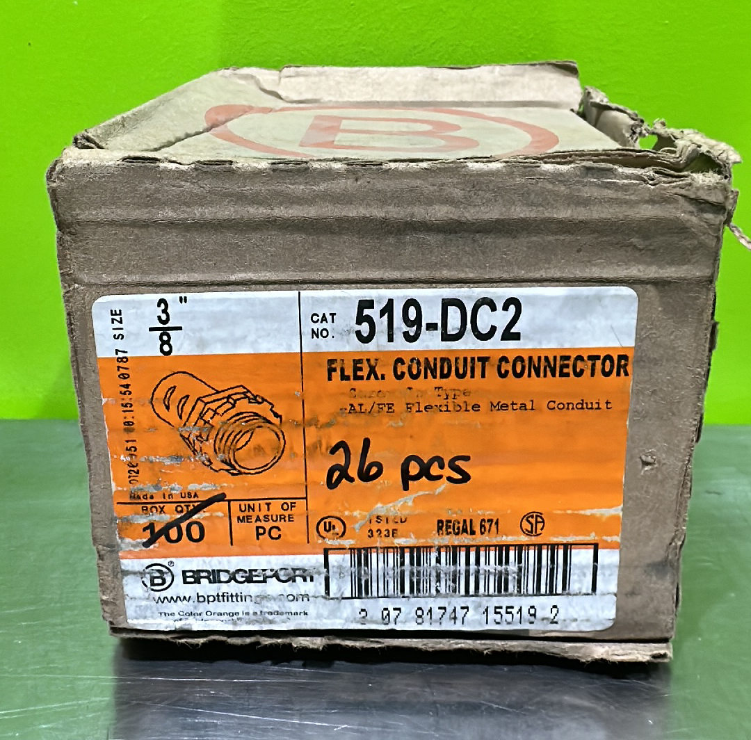 (Qty 26) Bridgeport 519-DC2, 3/8 Inch Flex Conduit Connector | eBay