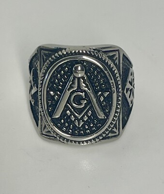 Mens Stainless Steel Freemason Masonic Lodge Ring Silver Size 9 | eBay