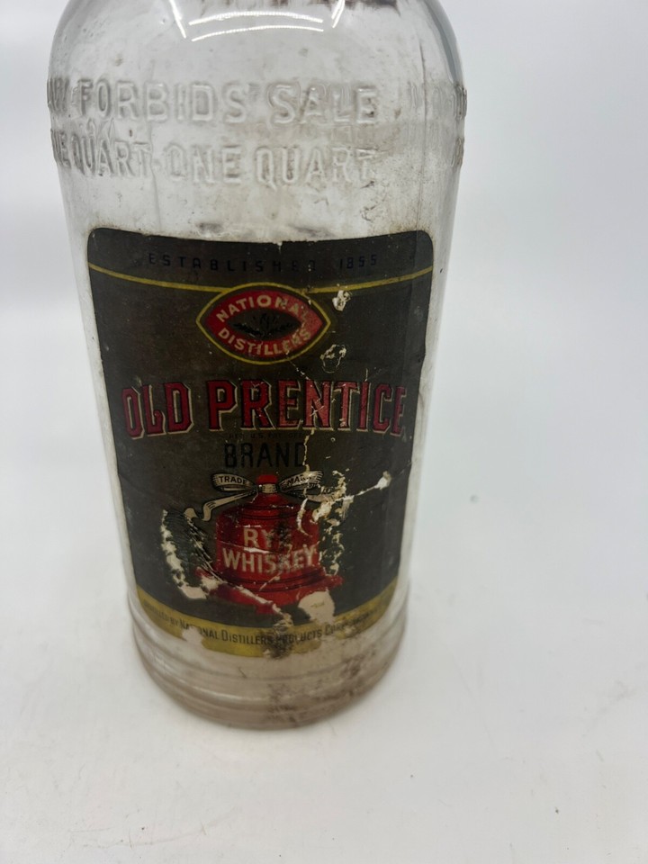 OLD PRENTICE RYE WHISKEY LABELED NATIONAL DISTILLERS DISTILLERY ANTIQUE ...