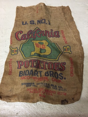 Vintage California Potatoes Big B Brand Bidart Bros. Burlap Sack Bag 50 ...