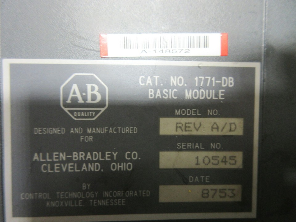 ALLEN BRADLEY BASIC MODULE CAT.NO. 1771-DB REV A/D 10545 8753 A-148572 | eBay