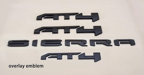 NEW 4PCS Matte Black AT4 Overlay Emblem Sierra Fit 2019-2024 GMC Sierra ...