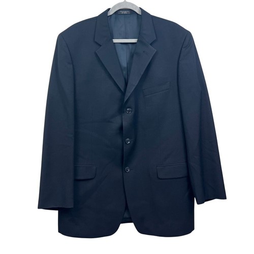 Jones New York Mens Wool Blazer Sport Coat 3 Button Ventless Navy Blue ...