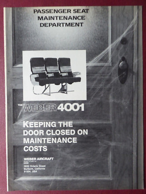 8/1986 PUB WEBER 4001 AIRCRAFT PASSENGER SEAT SIEGE AVION ORIGINAL AD ...