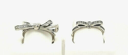 Pandora 925 silver 190906cz 197232cz Bow design ring stack band many ...