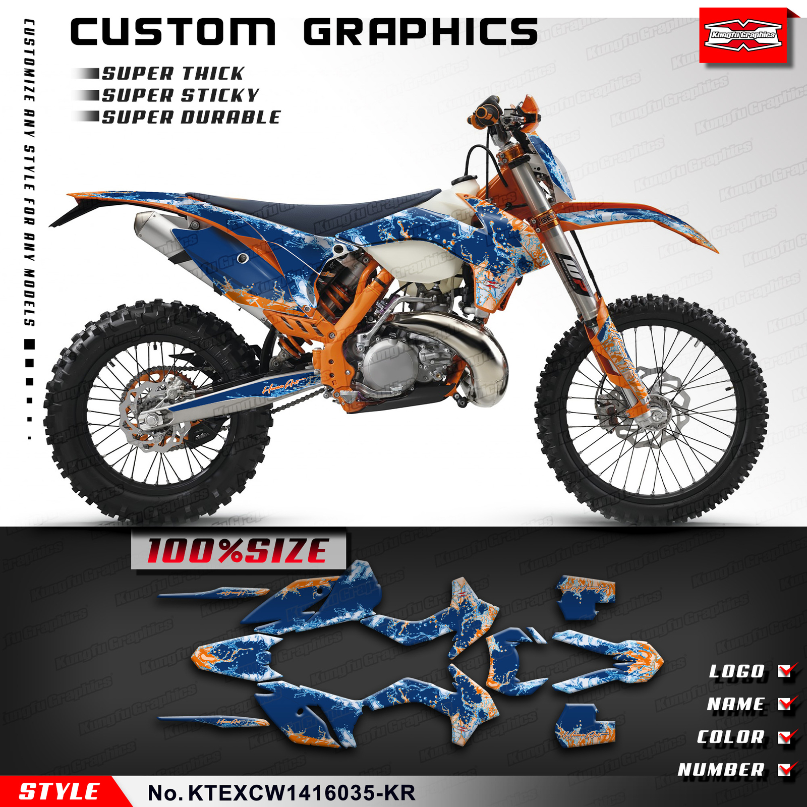 Dirt Bike Full Vinyl Stickers Kit for EXC XCW 2014 2015 2016 Decals ...