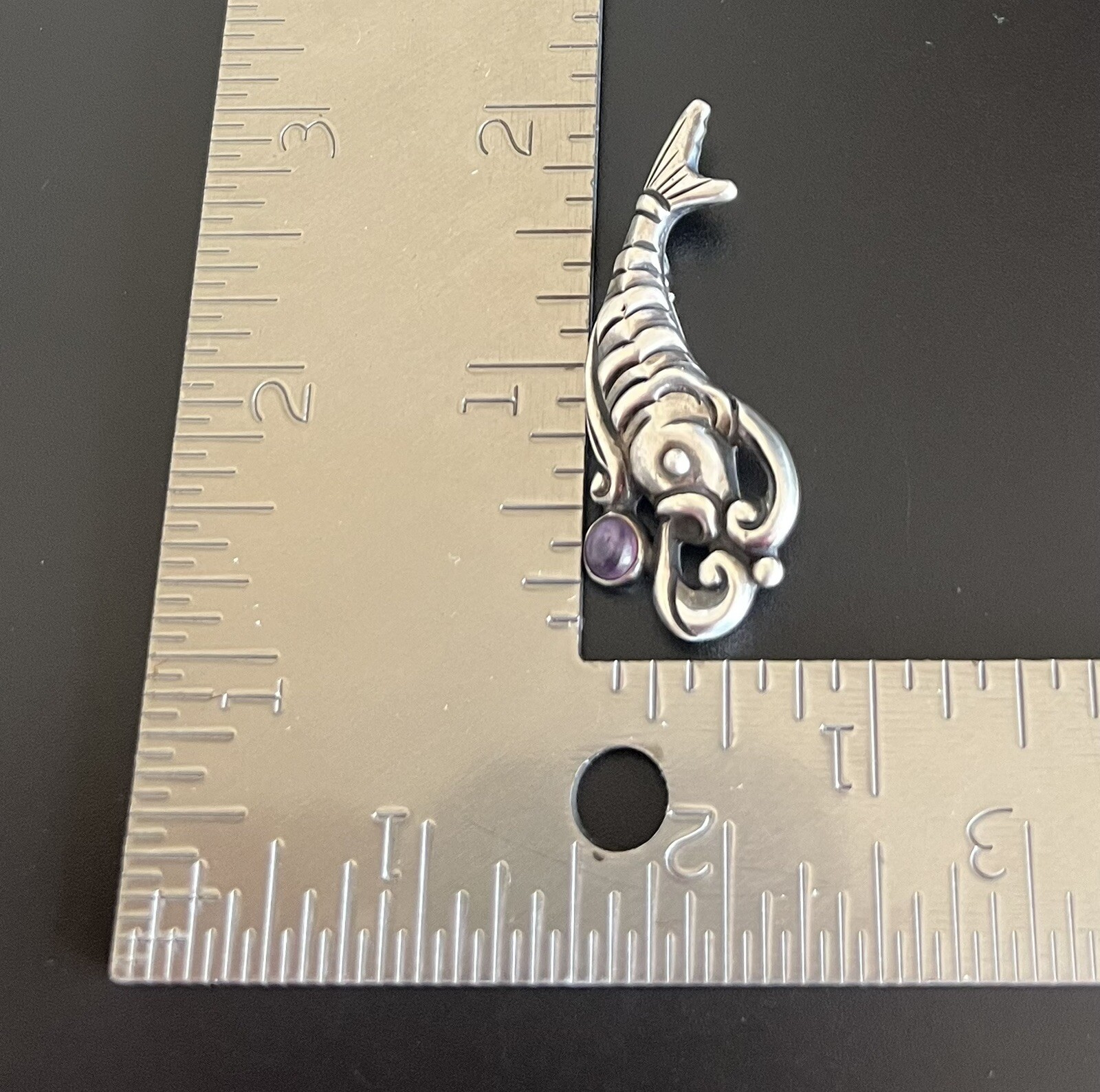 Margot de Taxco Mexico Sterling Silver Amethyst Koi Fish Brooch Pin No ...