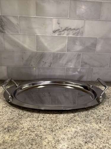 All-Clad Oval Serving Tray Stainless Steel Raised Edges Easy Grip ...
